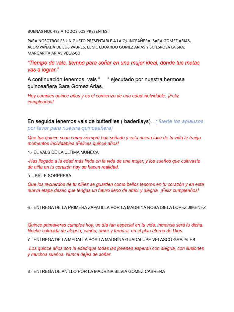 Programa de XV AÑOS | PDF