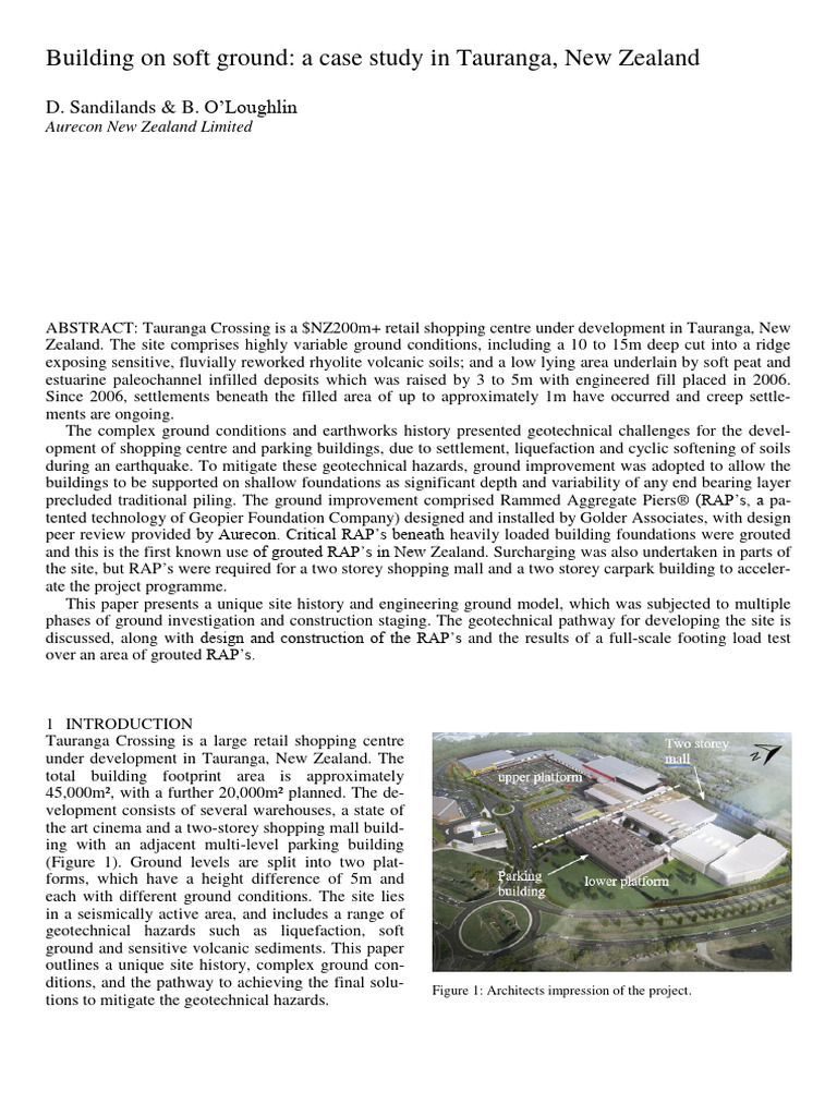 Sandilands-ANZ2019 Building On Soft Ground A Case Study in Tauranga, New Zealand Rev01 | PDF ...