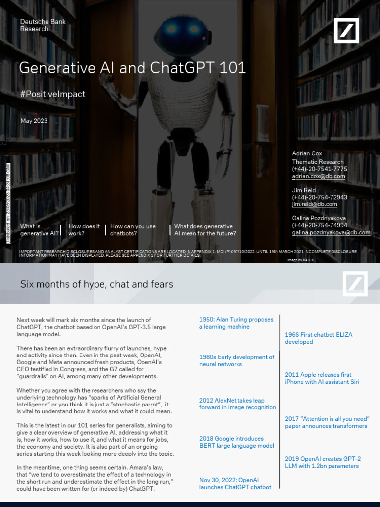 Generative AI and ChatGPT Overview | PDF | Artificial Neural Network ...