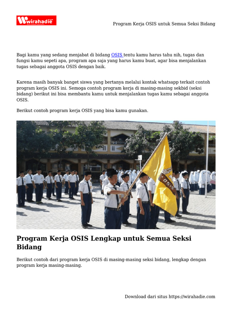 Program Kerja OSIS Untuk Semua Seksi Bidang | PDF | Karier & Perkembangan