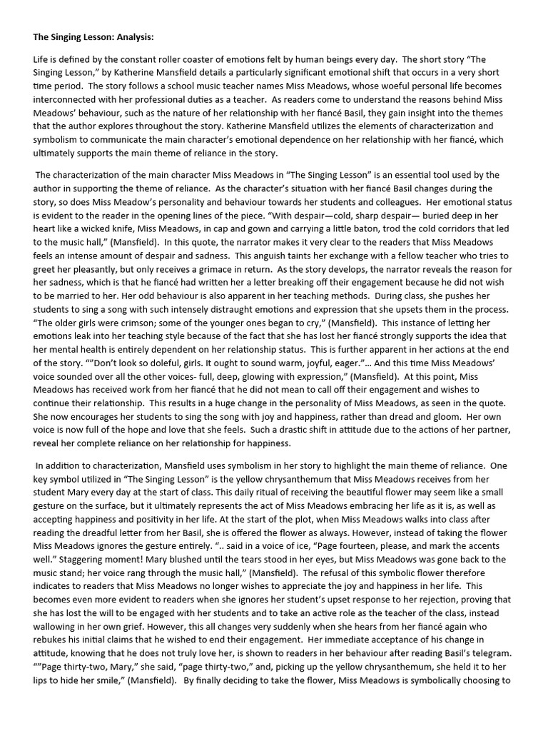 The Singing Lesson | Download Free PDF | Emotions | Happiness