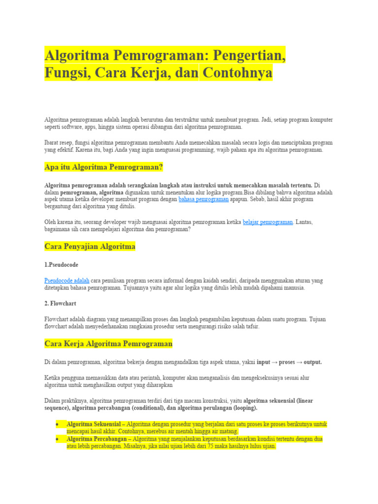 Resume Algoritma Dan Pemrograman | PDF