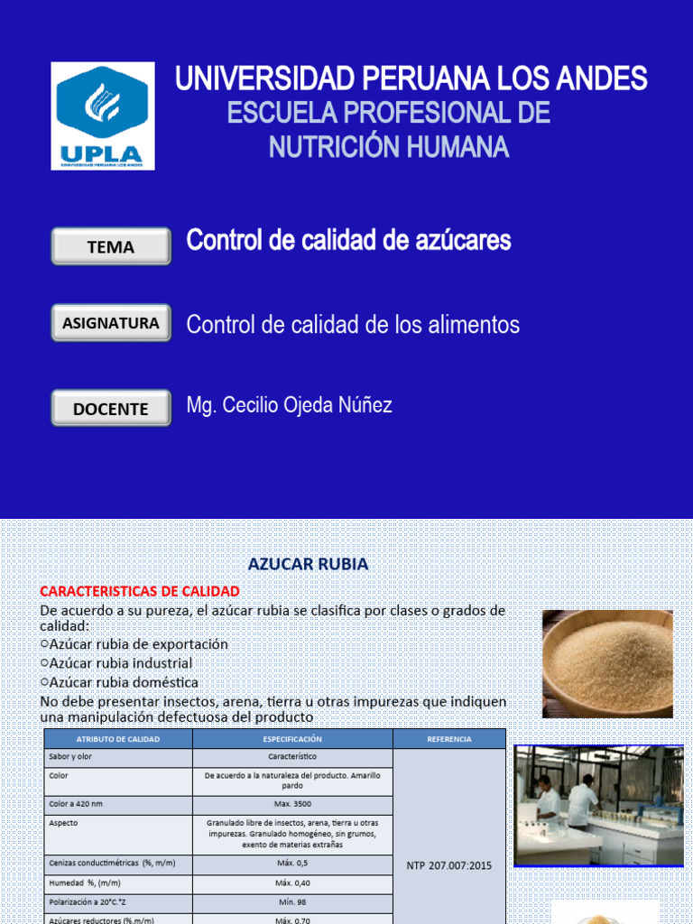 Control de Calidad Azucares | PDF | Azúcar | Dieta y nutrición