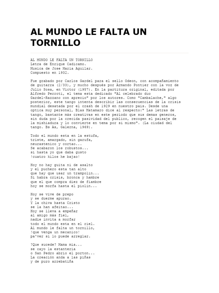 Al Mundo Le Falta Un Tornillo | PDF