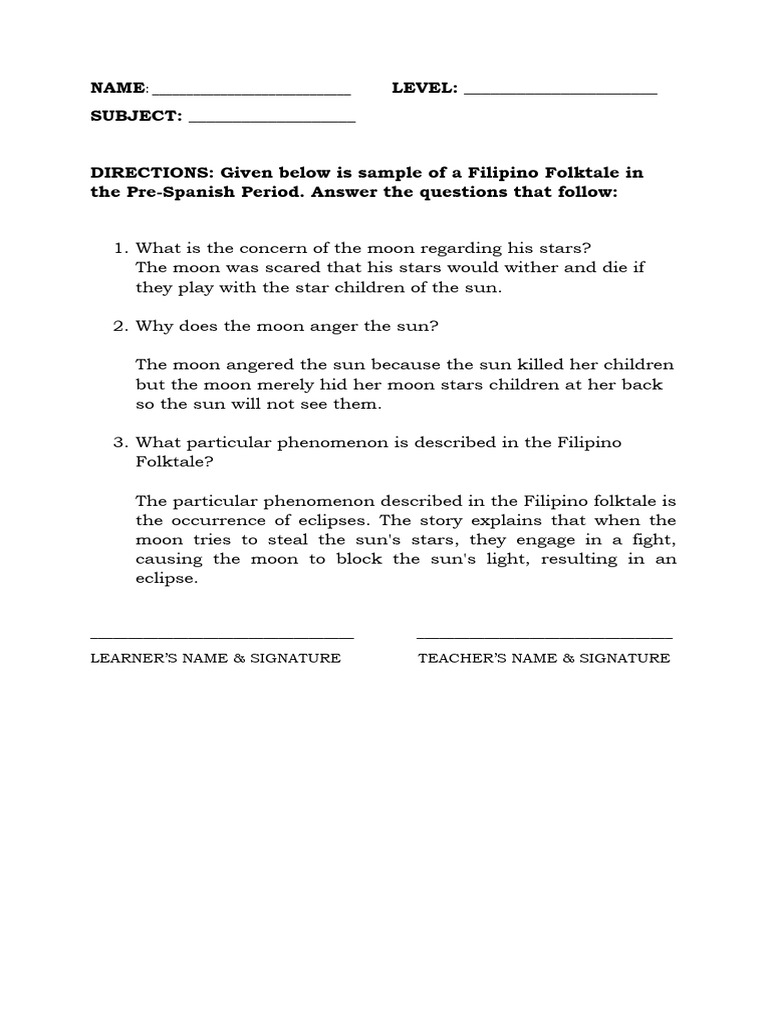 Answer The Sun and Moon | PDF