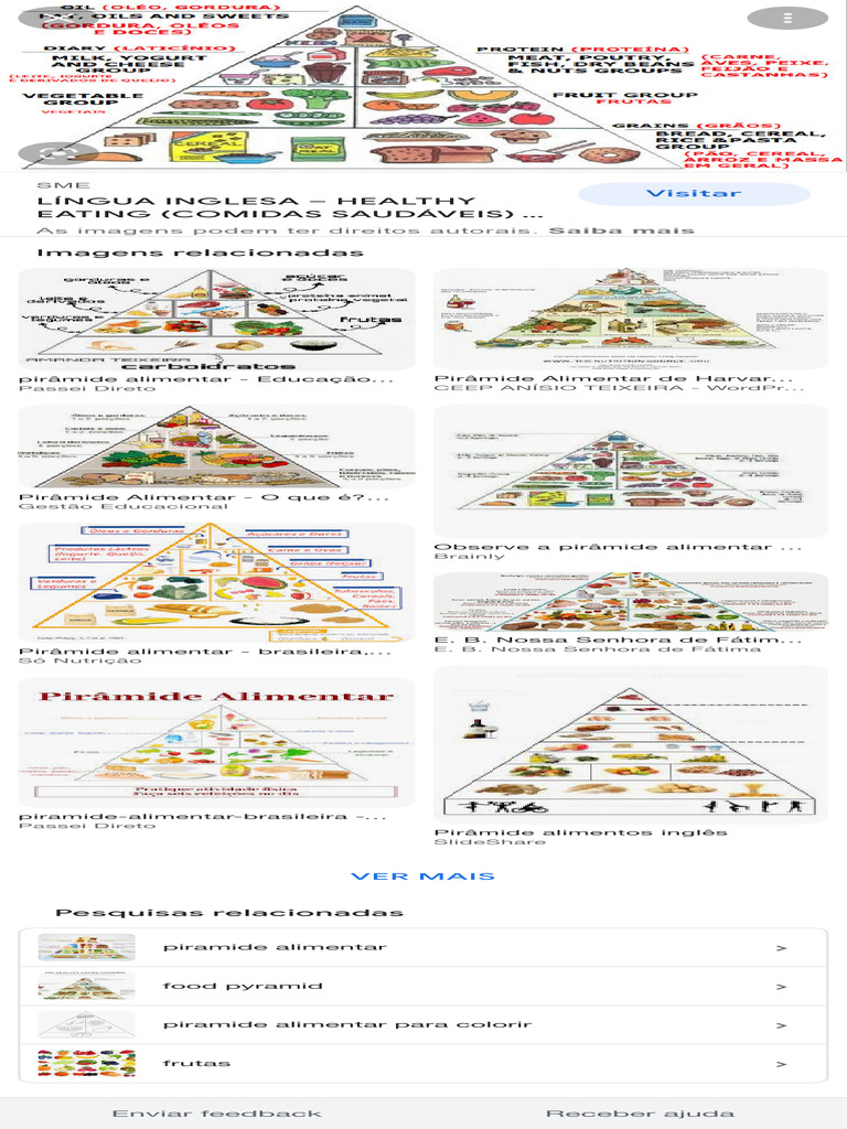 Pirâmide Alimentar e Comidas Saudáveis | PDF