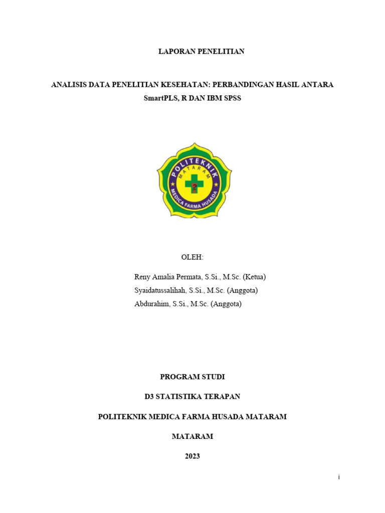 (Revisi) ANALISIS DATA PENELITIAN KESEHATAN PERBANDINGAN HASIL ANTARA SmartPLS, R DAN IBM SPSS | PDF