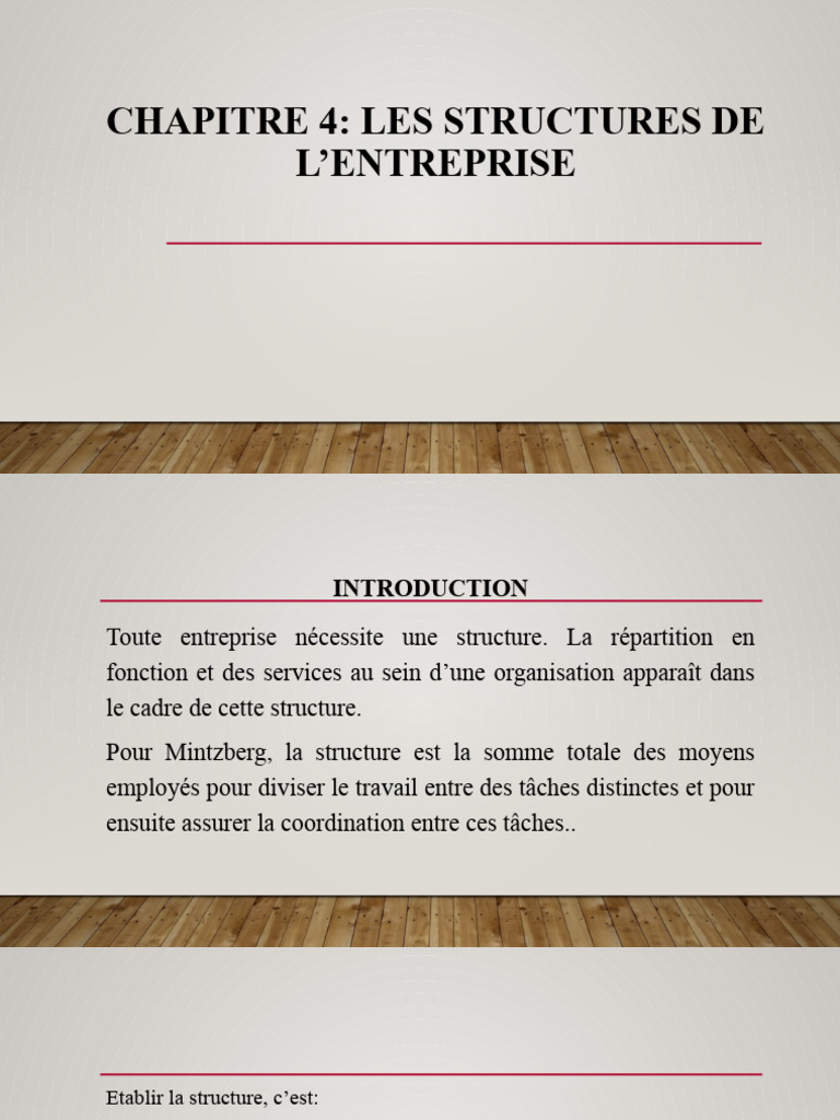Chapitre 4: Les Structures de L'Entreprise | PDF | Business | Gestion ...
