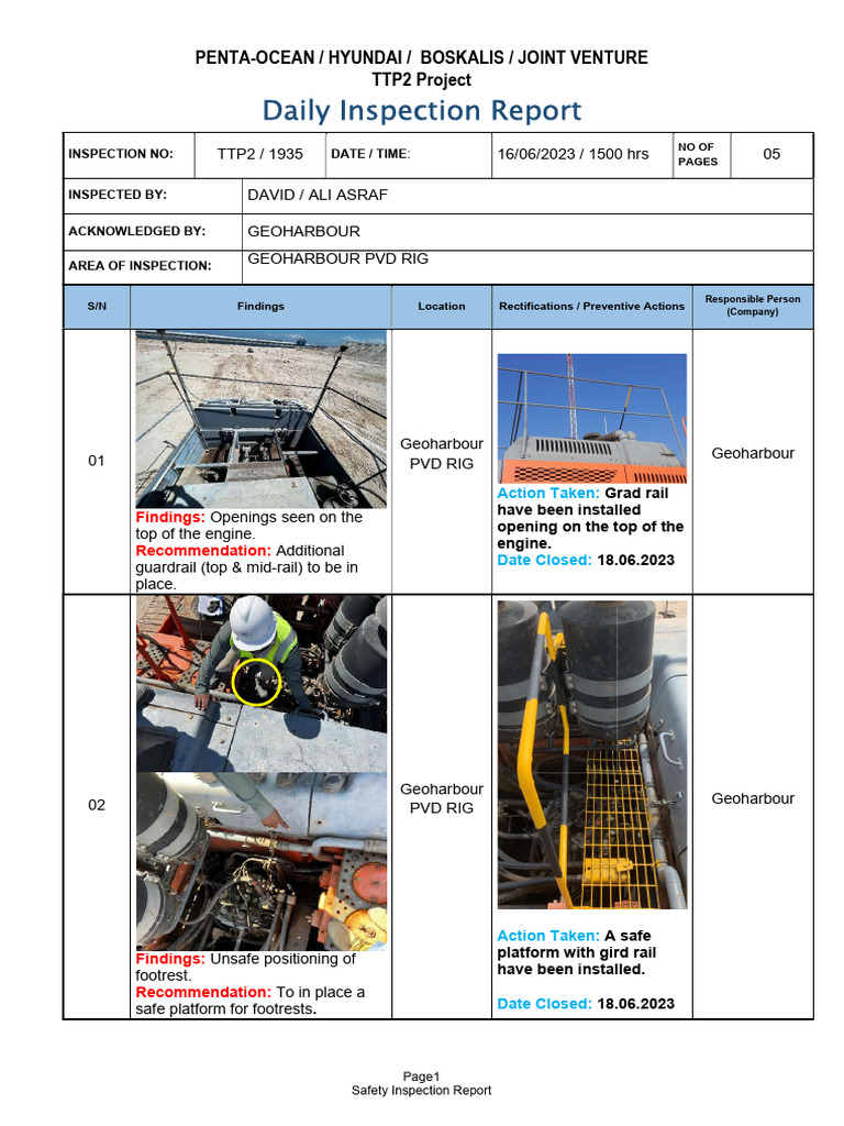 PVD Machine Daily Safety Inspection On Date 16.06.2023 | PDF ...