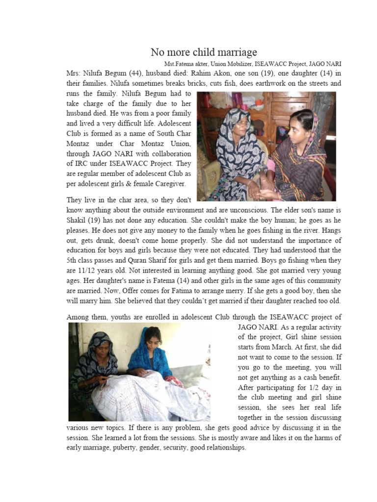 Nilufa Begum - Caregiver, D. Charmontaz | PDF | Youth | Childhood