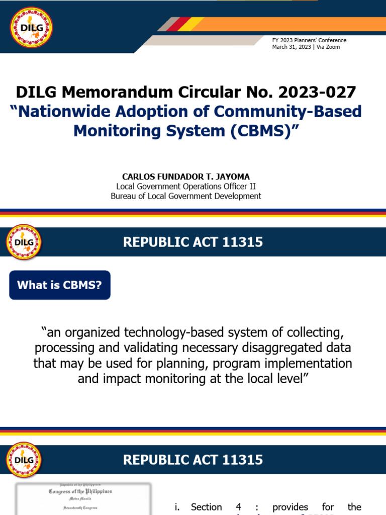 2 DILG MC No. 2023-027 Nationwide Adoption of CBMS | PDF