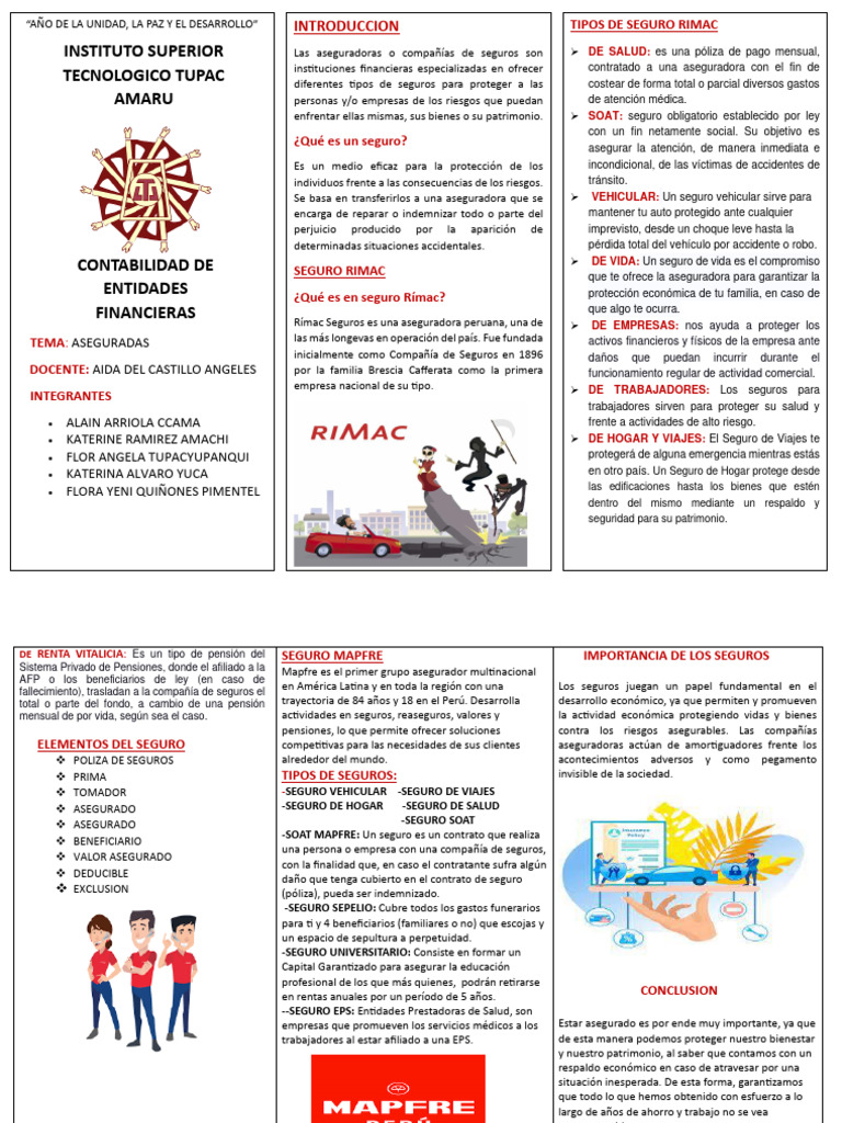 Triptico Tema Aseguradoras-Rimac y Mapfre | PDF | Seguro | Póliza de ...