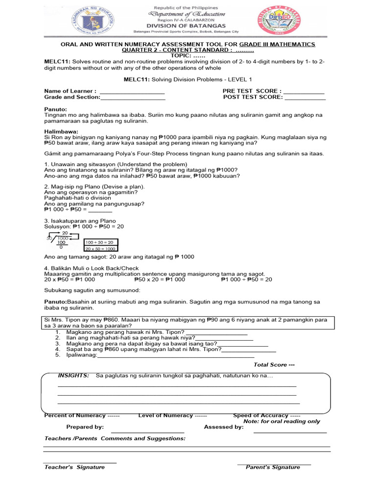 Math Worksheet Grade 3 QTR 2 Melc 11 | PDF