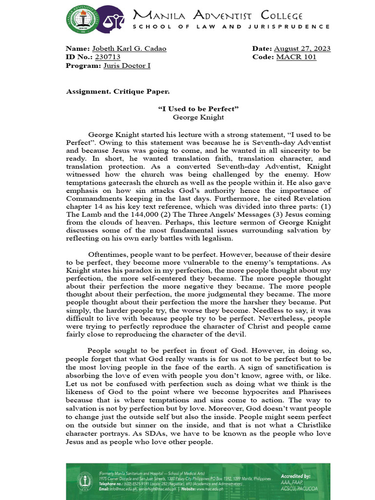 I Used To Be Perfect | PDF | Theology | Abrahamic Religions