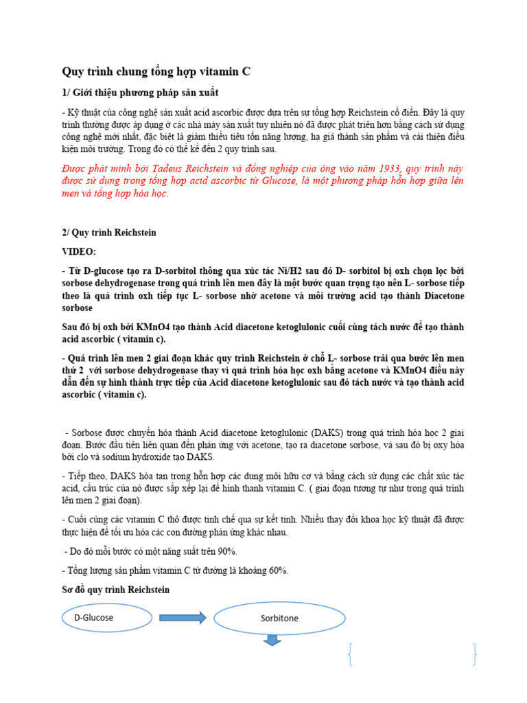 Quy Trình T NG H P Vitamin C | PDF