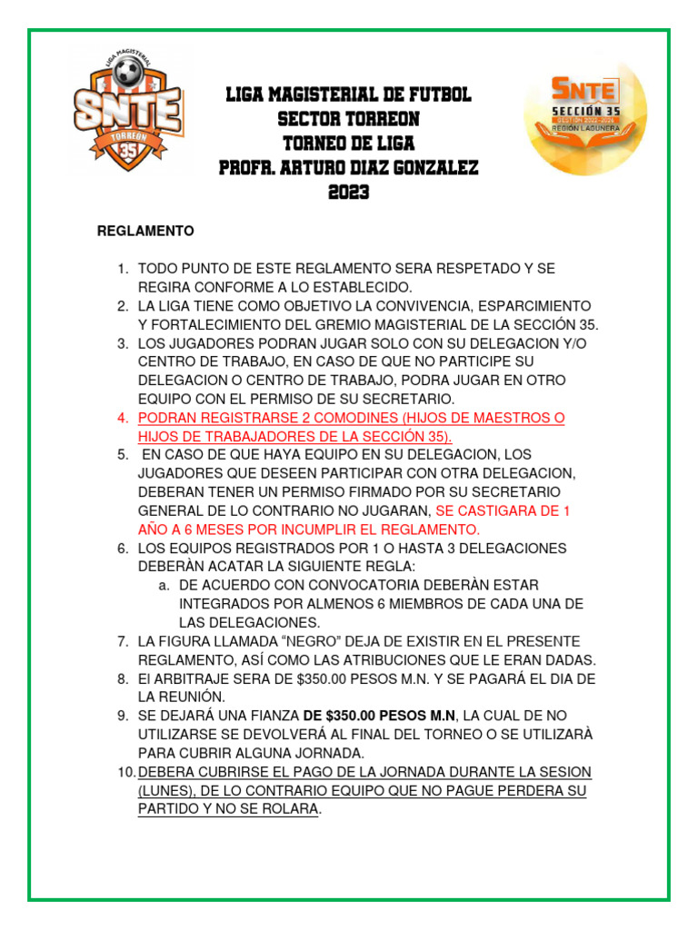 Reglamento 2023 | PDF | Árbitro | Asociación de Futbol