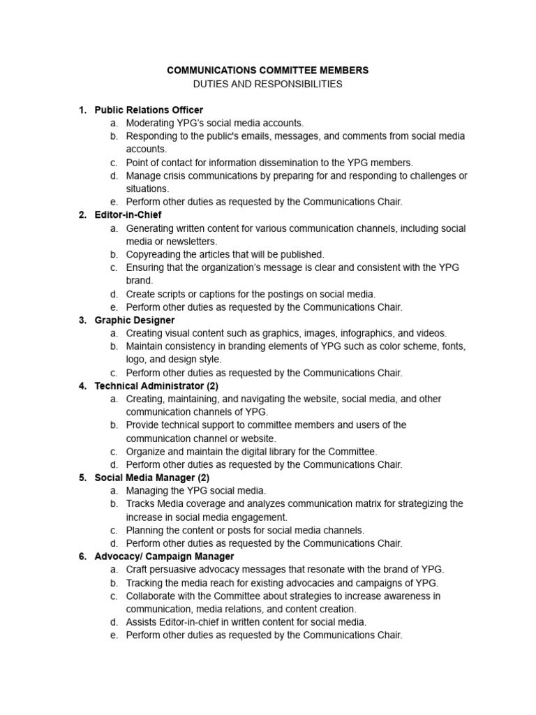 Communications Committee Responsibilities | PDF | Social Media ...
