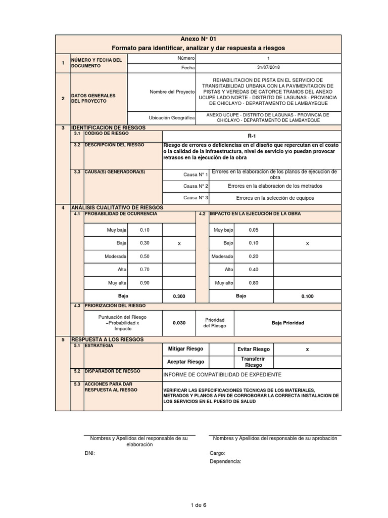 13.1. - Formatos Riesgos | PDF