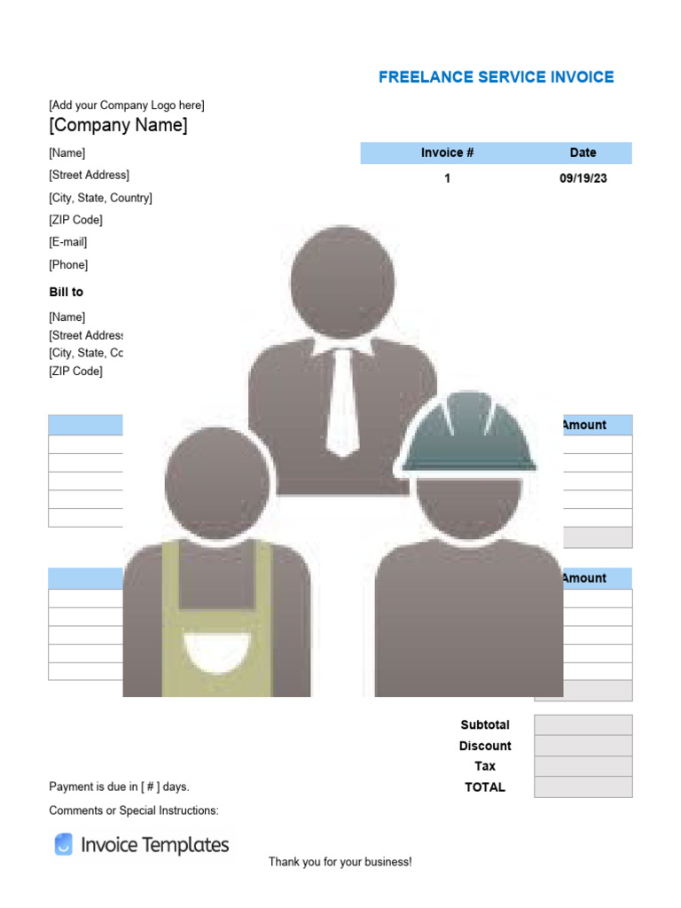 Freelance Service Invoice Template Word Excel PDF | PDF | Finance ...