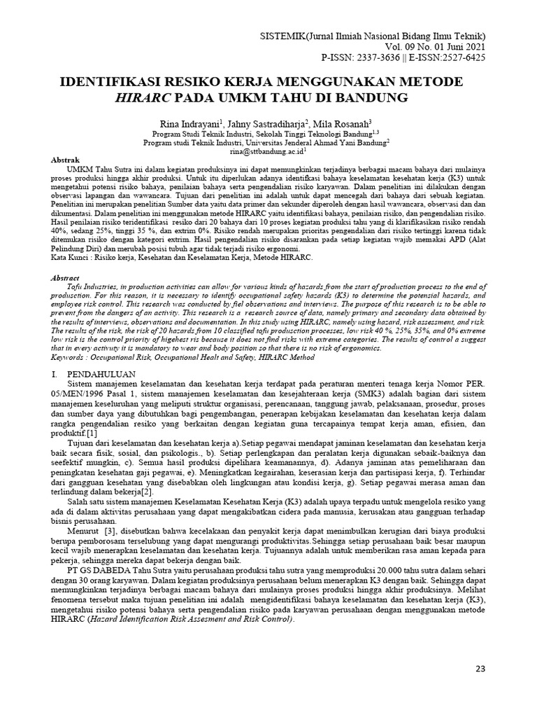 Indentifikasi Resiko HIRARC | PDF | Komputer