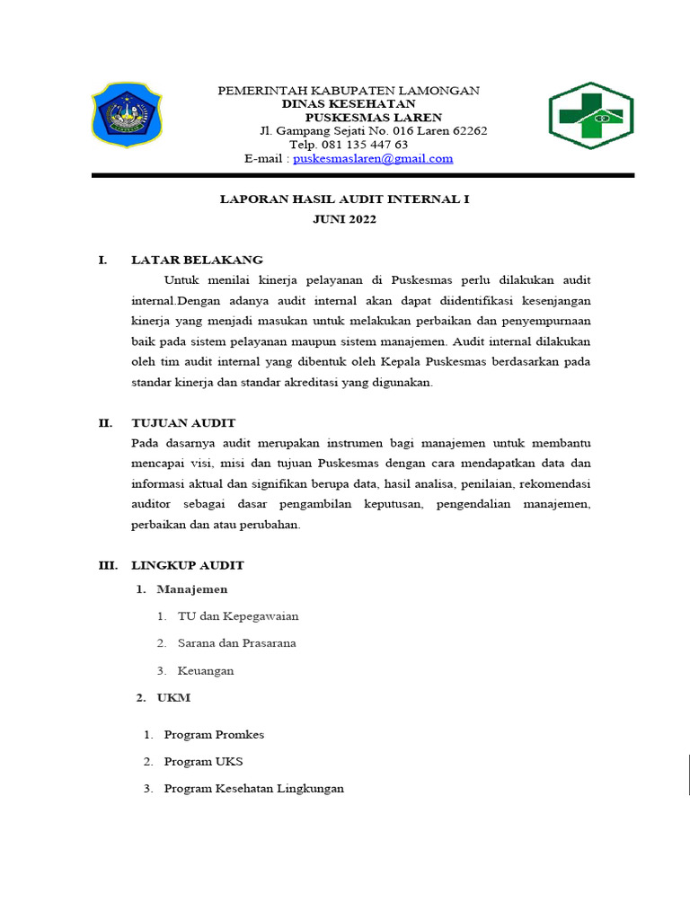Hasil Audit PKM LAREN Juni 2022 | PDF