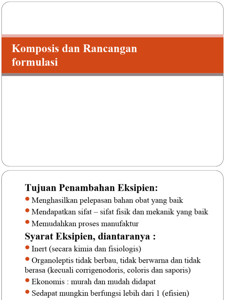 Komposisi dan Rancangan Tablet Obat | PDF | Memasak, Makanan, & Anggur ...