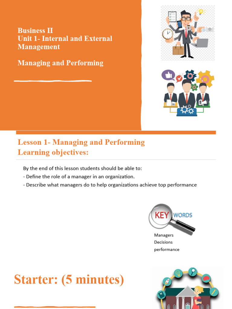Unit 1 PPT - Managing and Performing 2023 | PDF | Leadership | Skill