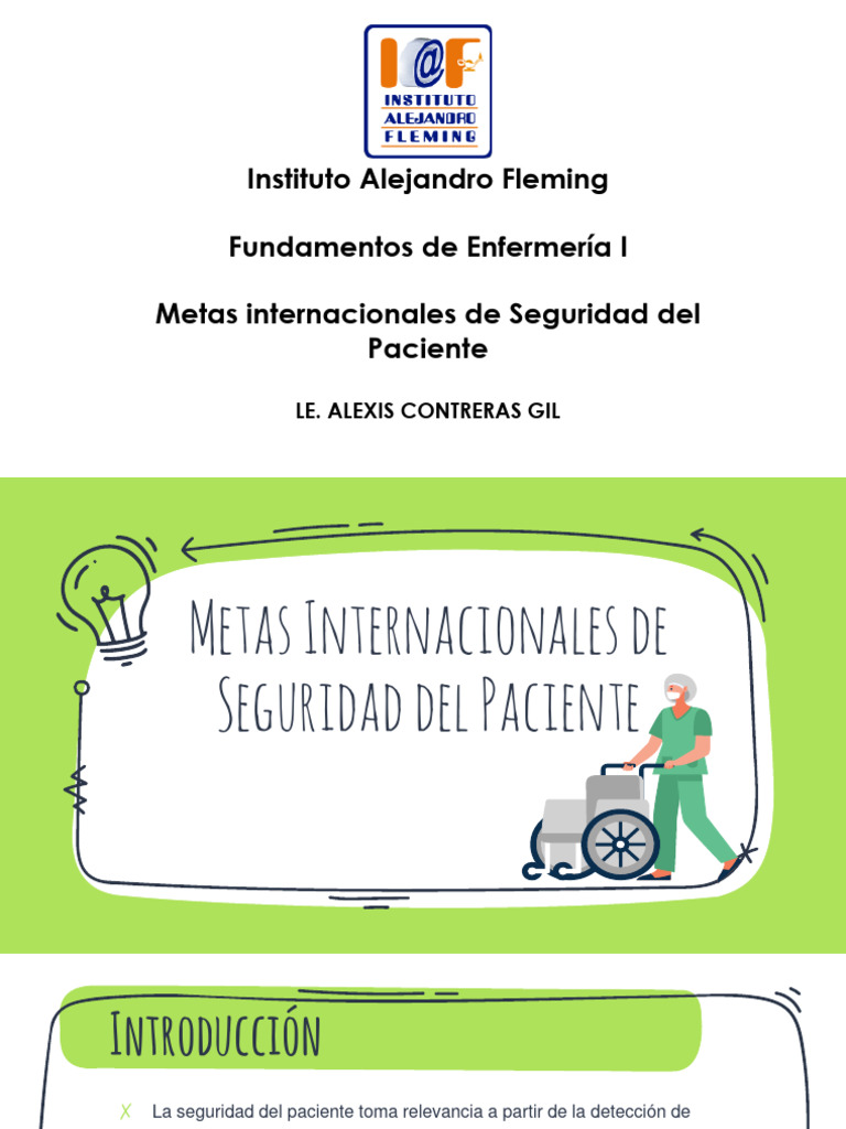 Metas Internacionales de Seguridad Del Paciente | PDF | Seguridad del ...