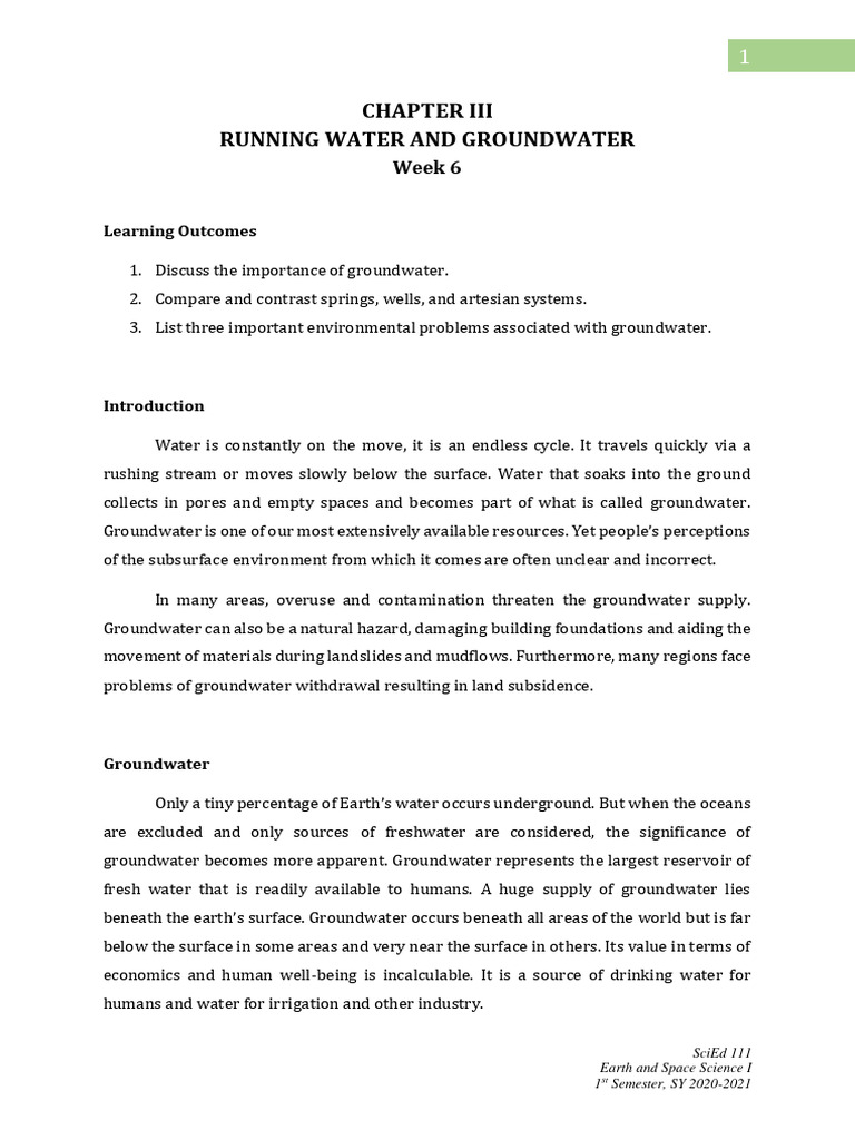 Earth Science Week 6 Module 6 | PDF | Aquifer | Groundwater