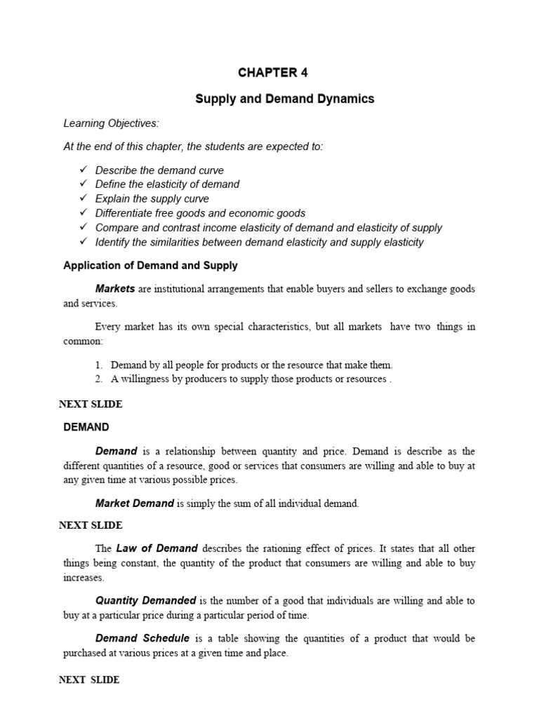 Lesson 4 - Supply and Demand Dynamics | PDF | Demand | Supply (Economics)