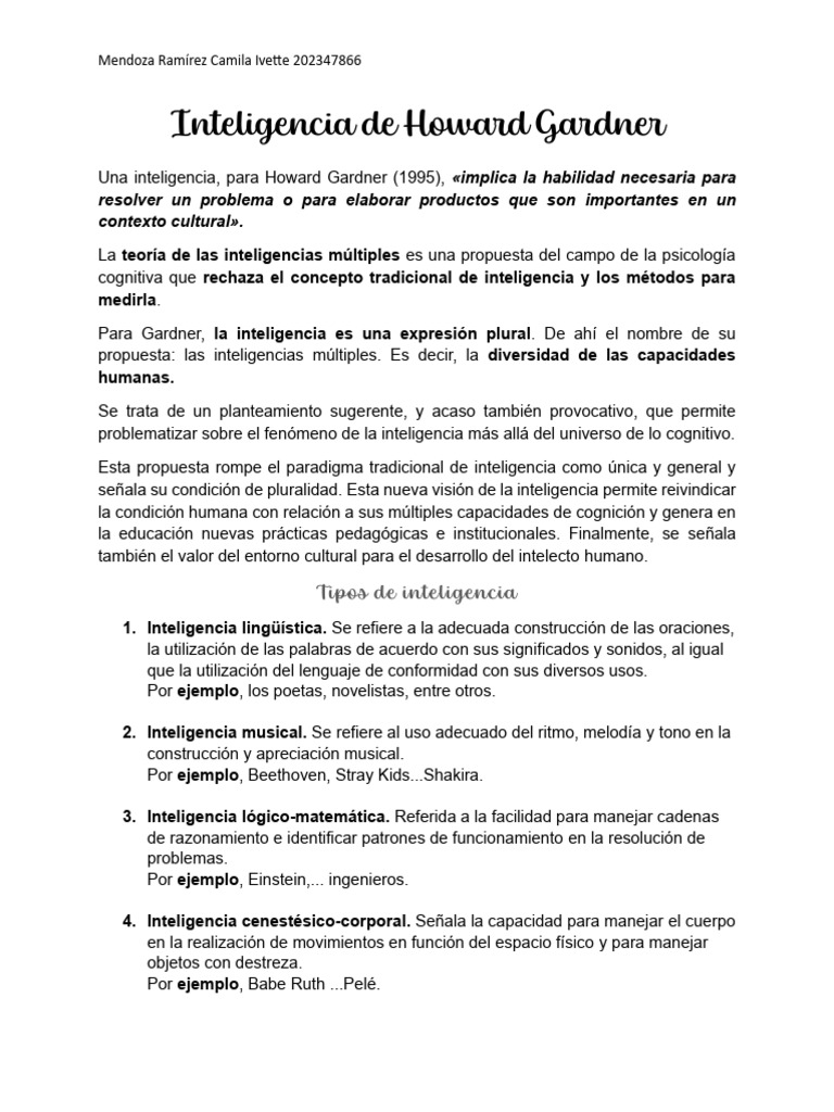 Teoría de Inteligencias Múltiples | PDF | Inteligencia | Ciencias del comportamiento