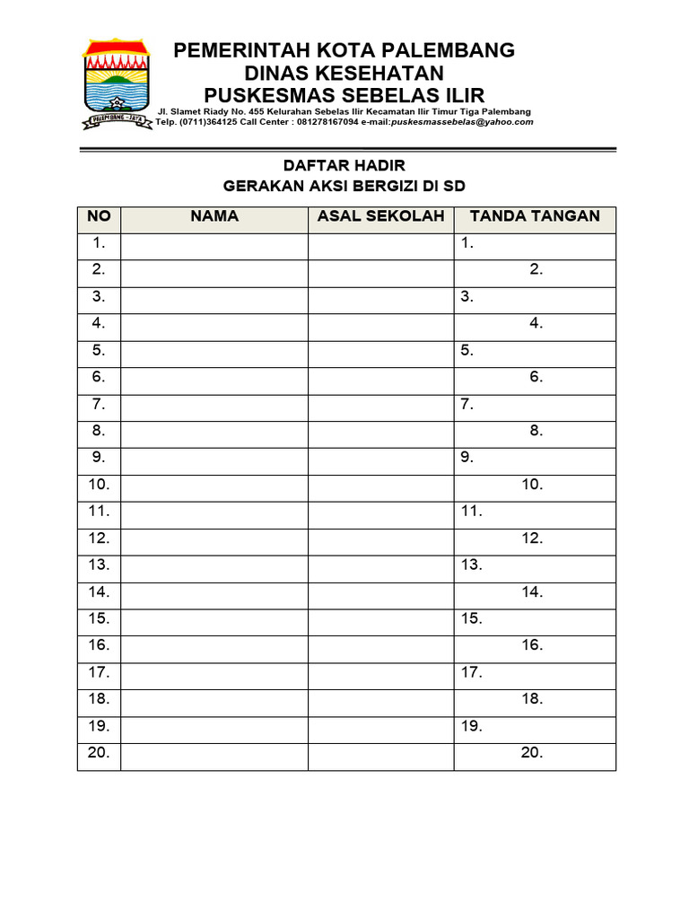 Daftar Hadir Aksi Bergizi Juni | PDF