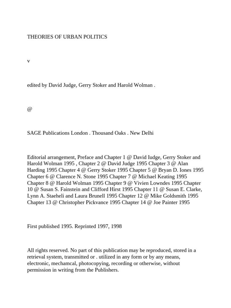 (DR David Judge, Professor Gerry Stoker, P - Unknown | PDF | Theory ...