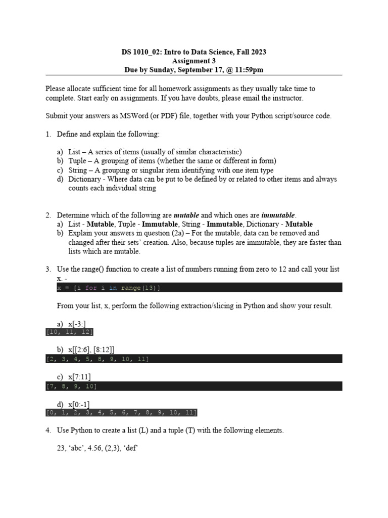 Hw3 List Tuple Dictionary String Completed Pdf Teaching