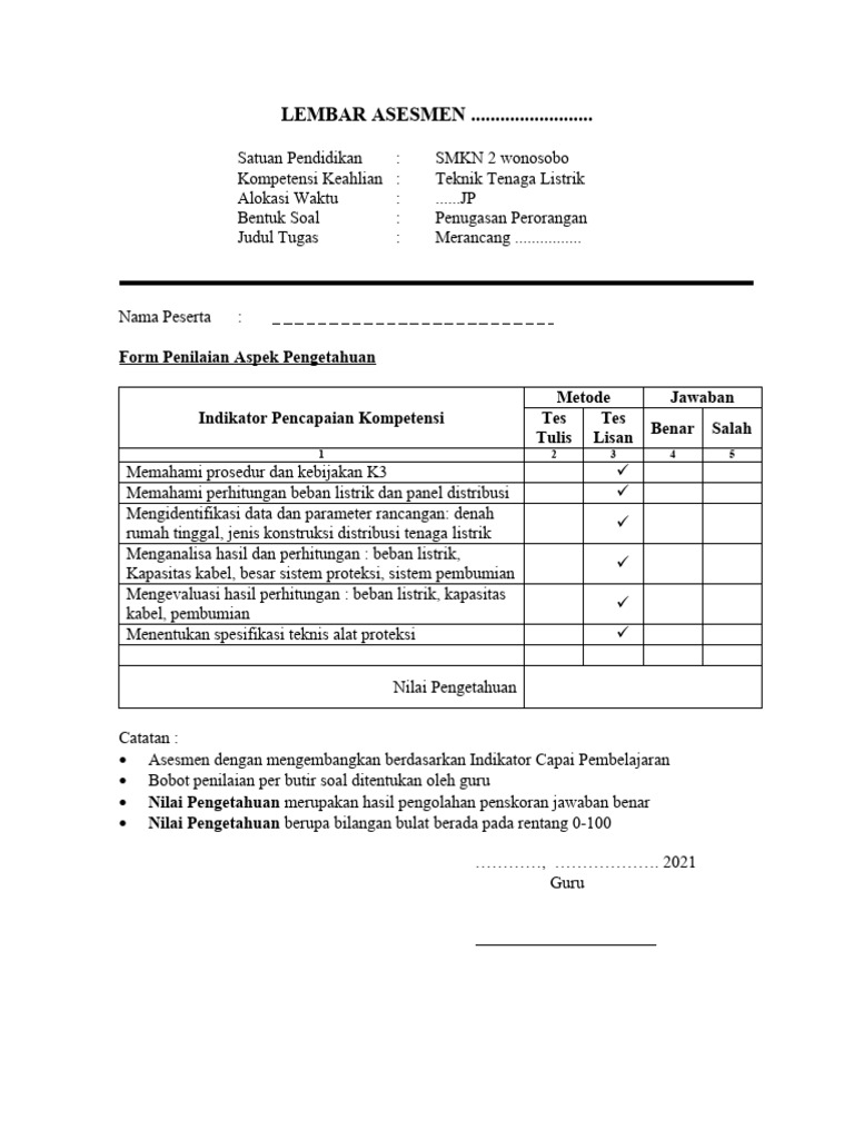 Contoh Asesmen | PDF