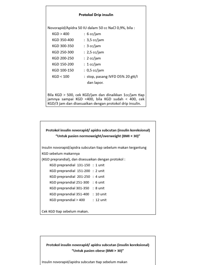 Protokol Drip Insulin Novorapid | PDF | Memasak, Makanan, & Anggur ...