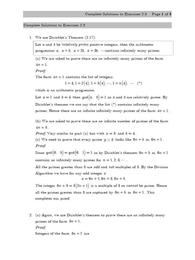 Complete Solutions To Exercise 2.3as | PDF | Prime Number ...