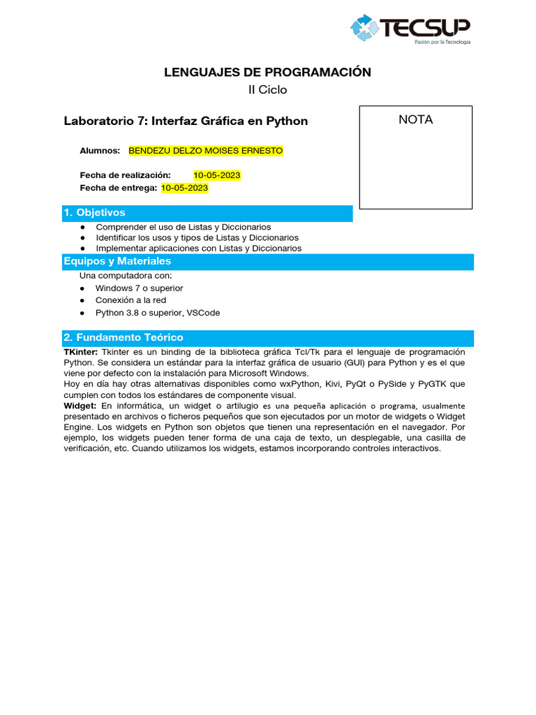 L7 - Interfaz Grafica en Python | PDF | Python (lenguaje de programación) | Software
