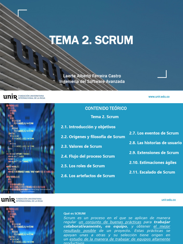 Tema 2 Scrum | PDF | Scrum (desarrollo de software) | Ingeniería de software