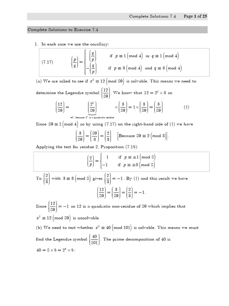Complete Solutions To Exercise 7.4dasda | PDF | Prime Number | Summation Complete Solutions To Exercise 7.4dasda | PDF | Prime Number | Summation