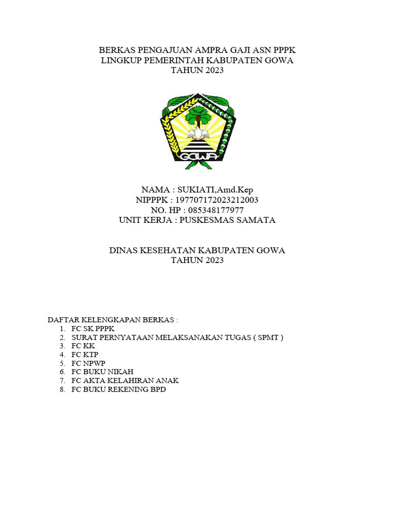 Berkas Pengajuan Ampra Gaji Asn PPPK | PDF