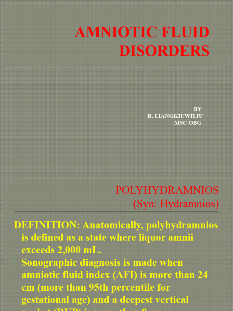 Amniotic Fluid Disorders Guide | PDF | Childbirth | Fetus