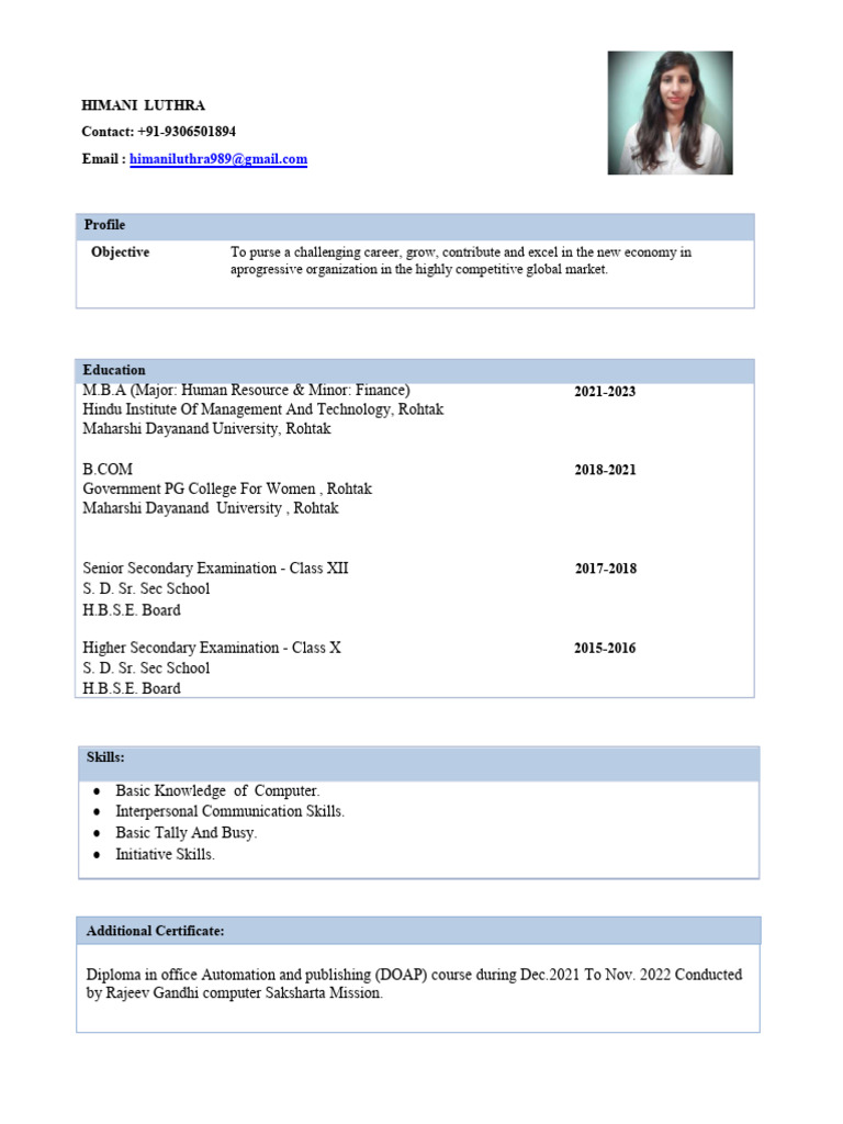 Himani Resume | PDF