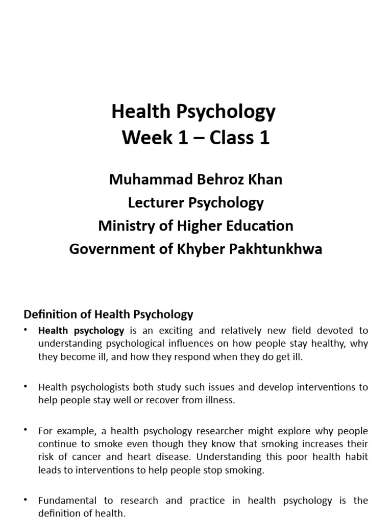 Introduction to Health Psychology | PDF | Health Psychology | Psychology