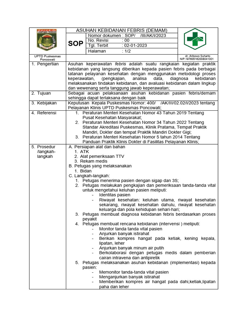 SOP ASKEB FEBRIS | PDF