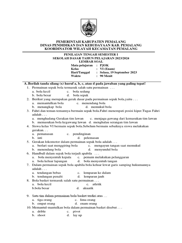 Soal PTS SMT 1 2023 | PDF