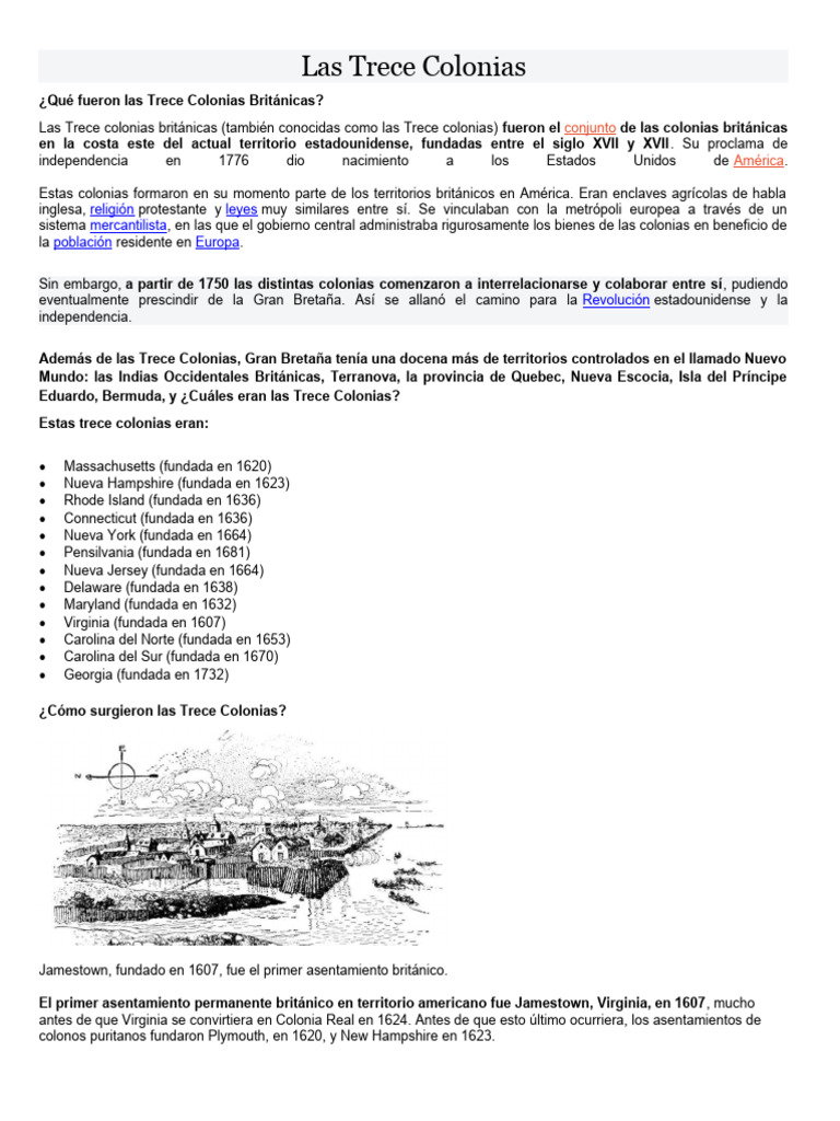 Las Trece Colonias | PDF | Trece colonias