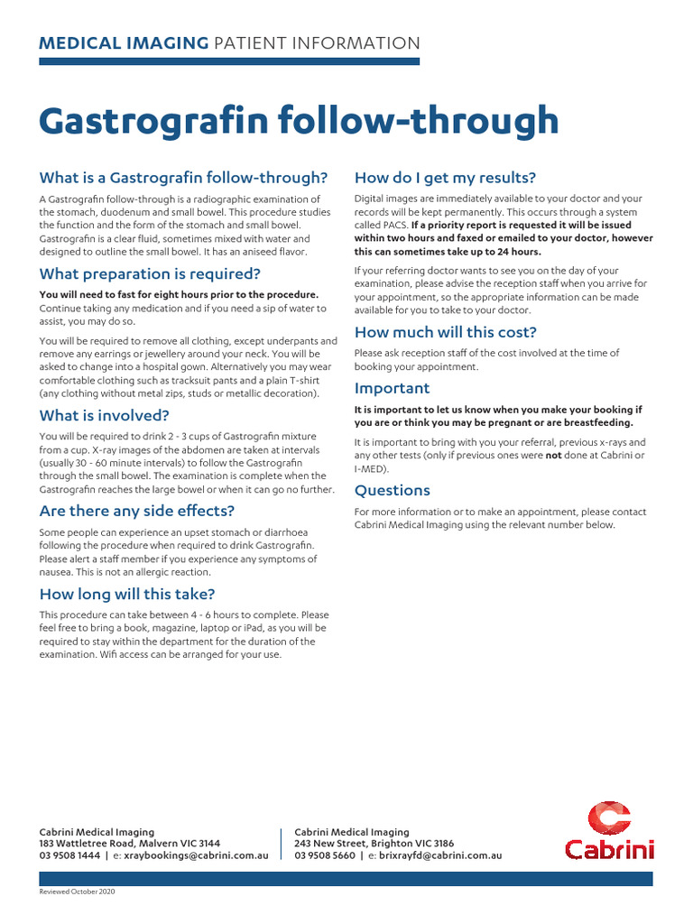 Gastrografin Follow Through | PDF | Medicine | Clinical Medicine