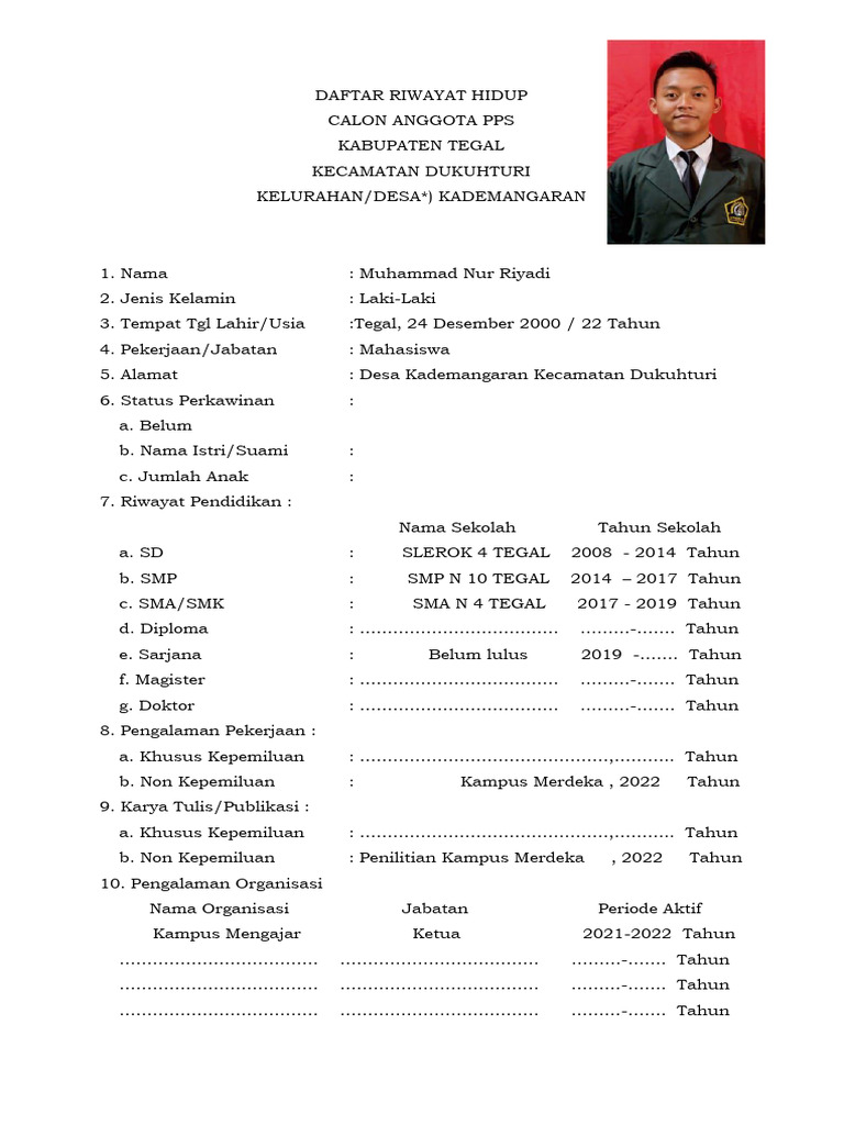 Daftar Riwayat Hidup Pps | PDF