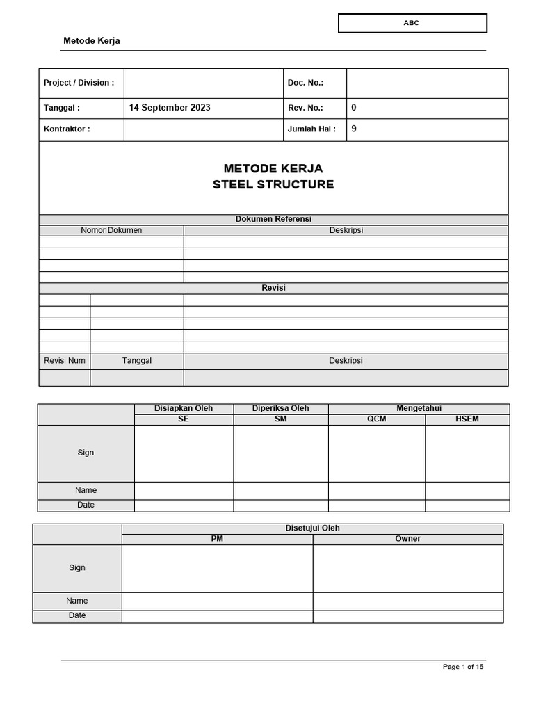 Metode Kerja Steel Structure | PDF